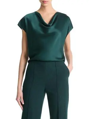 Vince Vince Cowl Neck Silk Blouse Juniper