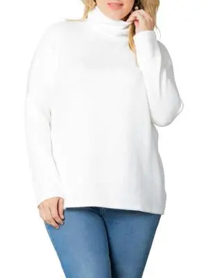 KIYONNA Kiyonna Paris Turtleneck Tunic Sweater Ivory