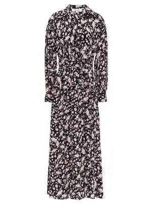 DIANE VON FURSTENBERG Galina Floralprint Crepe De Chine Midi Wrap Dress