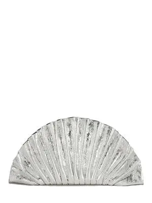 Cult Gaia Mini Nala Metallic Leather Clutch - Silver