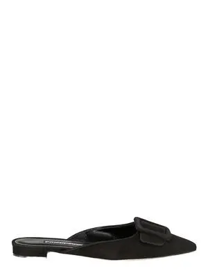 Manolo Blahnik Maysale Suede Flats Black