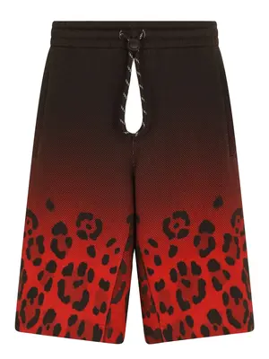 Dolce & Gabbana Gradient Leopard-print Track Shorts - Red