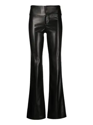 Alice + Olivia Olivia Vegan Leather Flared Trousers - Black