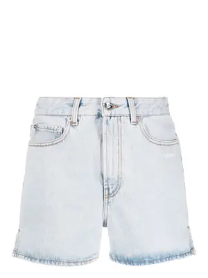 Off-White Diag-stripe Denim Shorts - Blue