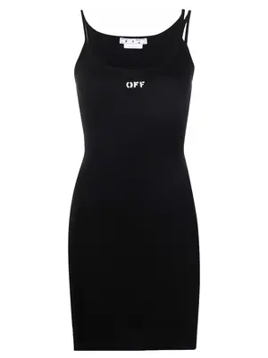 Off-White Off Stamp Ribbed Dress - Black