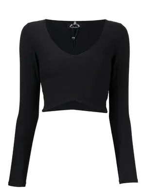 The Upside Long-sleeve V-neck Crop Top - Black