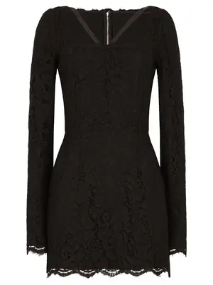 Dolce & Gabbana Long-sleeve Lace Minidress - Black