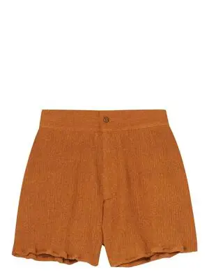 Savannah Morrow Verita Crinkled Silk And Bamboo-blend Shorts - Orange