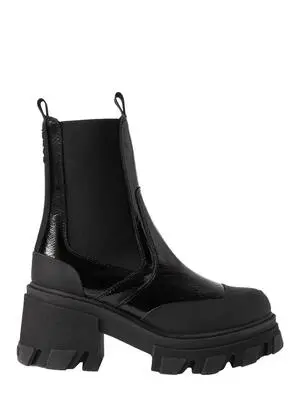 GANNI Patent-leather Platform Chelsea Boots - Black