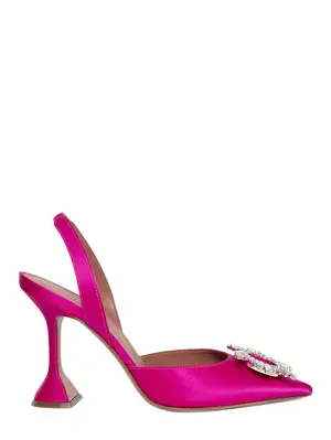 Amina Muaddi Begum Satin Slingback Pumps Pink