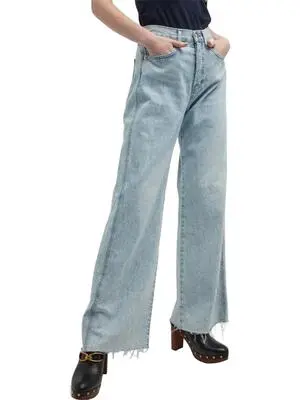 Veronica Beard Taylor High-rise Wide-leg Jeans - Pale Stone