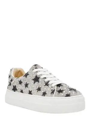 Betsey Johnson Sidny Crystal Pavé Platform Sneakers - Black Star