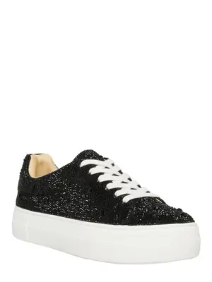 Betsey Johnson Sidny Crystal Pavé Platform Sneakers - Black
