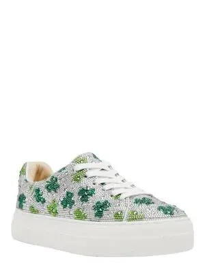 Betsey Johnson Sidny Crystal Pavé Platform Sneakers - Clover