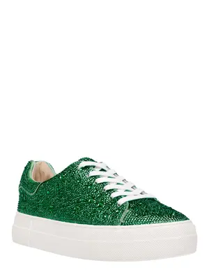 Betsey Johnson Betsey Johnson Sidny Crystal Pavé Platform Sneakers Emerald
