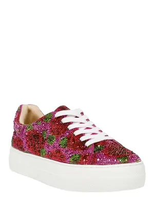 Betsey Johnson Betsey Johnson Sidny Crystal Pavé Platform Sneakers Fuchsia Rose