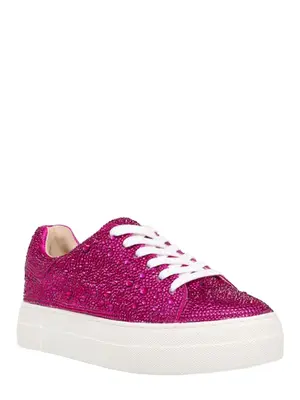 Betsey Johnson Betsey Johnson Sidny Crystal Pavé Platform Sneakers Fuchsia