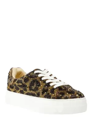 Betsey Johnson Betsey Johnson Sidny Crystal Pavé Platform Sneakers Leopard