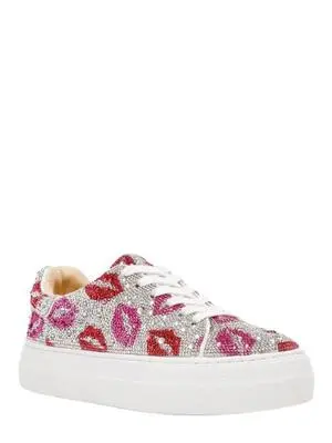Betsey Johnson Betsey Johnson Sidny Crystal Pavé Platform Sneakers Multi Lips