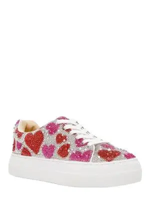 Betsey Johnson Betsey Johnson Sidny Crystal Pavé Platform Sneakers Red/pink Multi