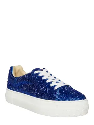 Betsey Johnson Betsey Johnson Sidny Crystal Pavé Platform Sneakers Sapphire