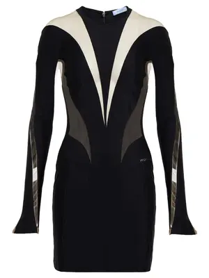 MUGLER Paneled Minidress - Black
