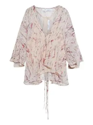 IRO PARIS Asymmetric Printed Silk-chiffon Blouse - Blush