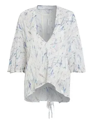 IRO PARIS Asymmetric Printed Silk-chiffon Blouse - Off-white