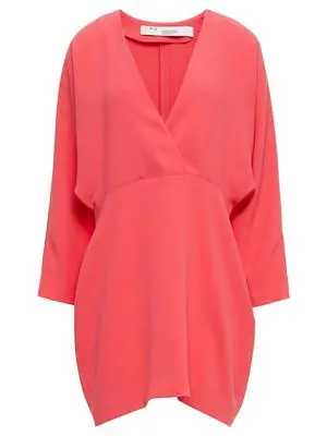 IRO PARIS Detina Wrap-effect Crepe Mini Dress - Coral