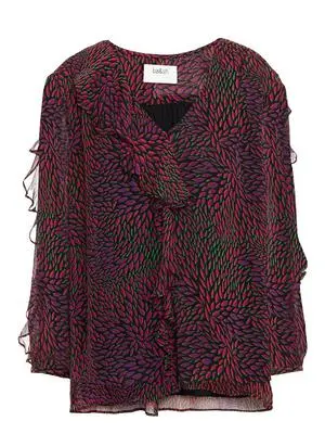 Ba&sh Genn Ruffled Printed Crepon Blouse - Violet