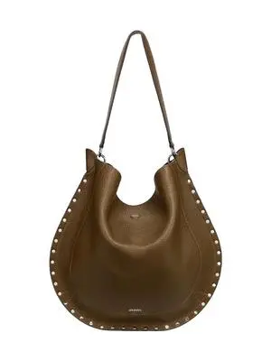 Isabel Marant Étoile Oskan Studded Leather Hobo Bag - Khaki