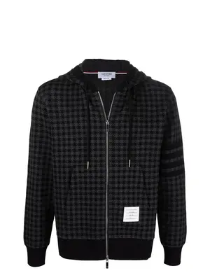 Thom Browne Gunclub Check Jacquard Zip-up Hoodie - Black