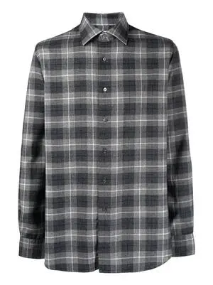 XACUS Plaid-check Print Shirt - Grey