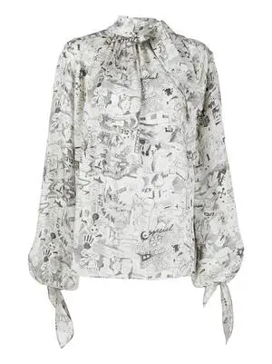 Off-White Printed Blouse - White