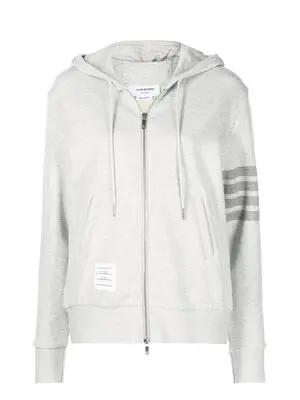 Thom Browne Cotton Zip Up Hoodie - Grey