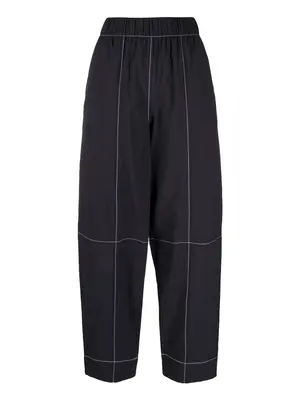 GANNI Contrast-stitching Straight Trousers - Black