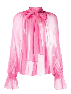 ATU BODY COUTURE Semi-sheer Silk Blouse - Pink