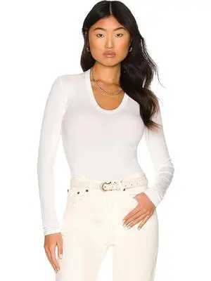 Enza Costa Rib Fitted Long Sleeve - White
