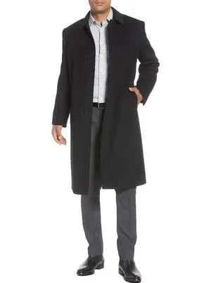 Hart Schaffner Marx Stanley Classic Fit Wool & Cashmere Overcoat - Black