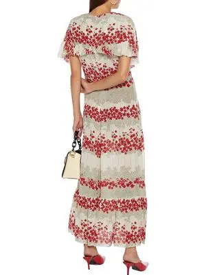 Red Valentino Floral-print Silk Crepe De Chine Maxi Dress - Ecru