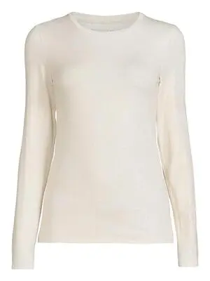 Majestic Filatures Soft Touch Metallic Crewneck Top - Blanc