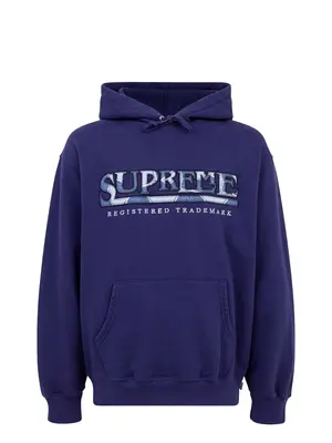 Supreme Denim-print Logo Hoodie - Blue