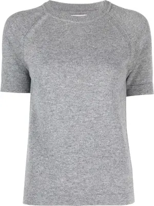 BARRIE Short-sleeved Cashmere Top - Grey