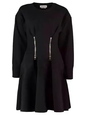Alexander McQueen Zip-detail Flared Dress - Black