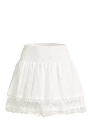 PEIXOTO Belle Smocked Tiered Miniskirt