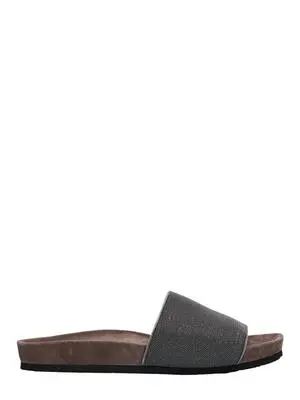 Brunello Cucinelli Brunello Cucinelli Monili Band Flat Pool Slides Ultrablack