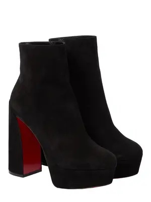 CHRISTIAN LOUBOUTIN Movida 130 Suede Ankle Boots - Black