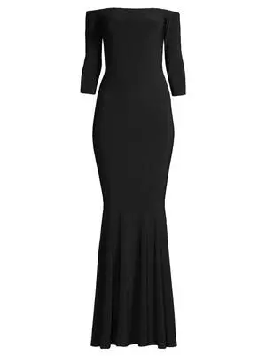 Norma Kamali Off Shoulder Fishtail Gown - Black