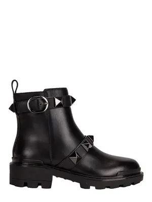 Valentino Garavani Short Roman Stud Boots - Nero