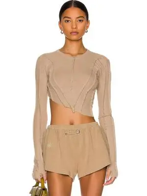SAMI MIRO VINTAGE Asymmetric Long Sleeve Tee - Taupe